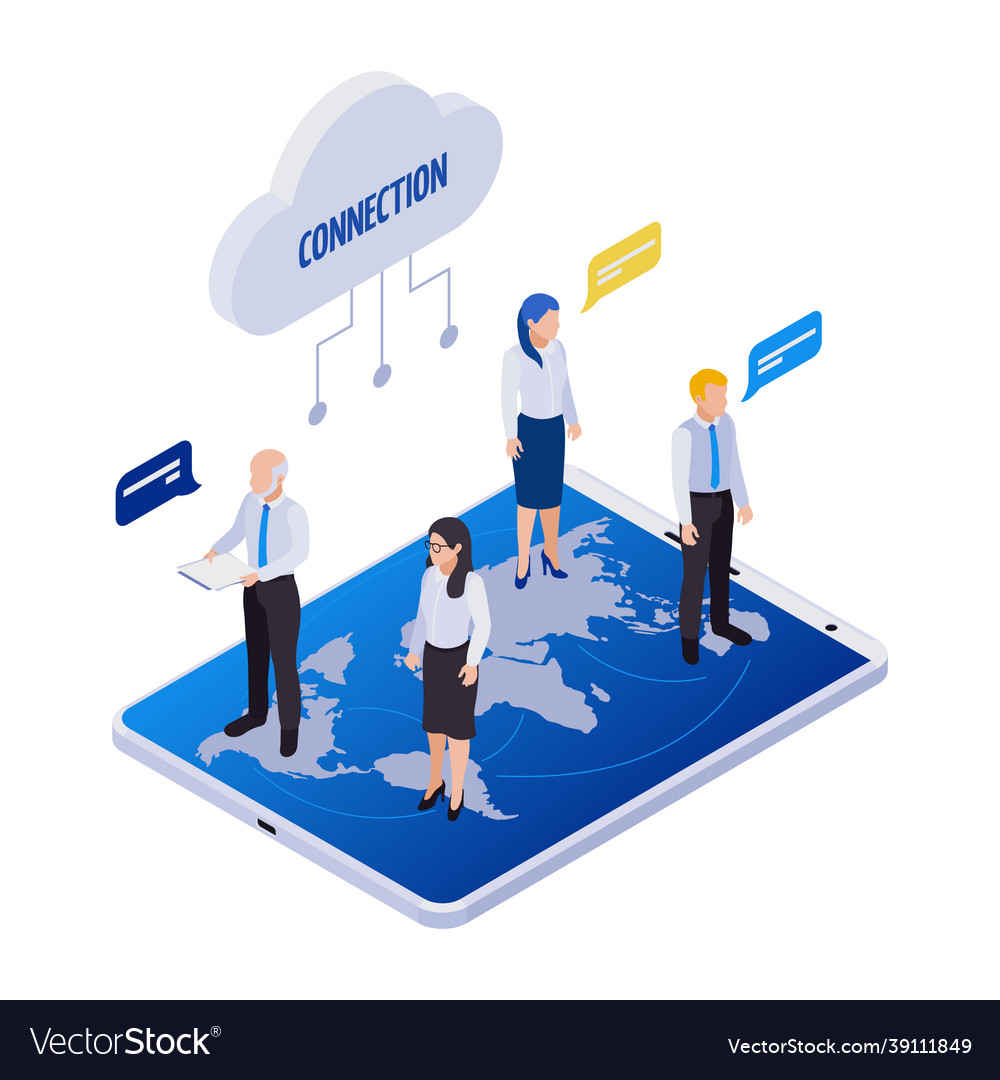 Worldwide work connection composition Royalty Free Vector