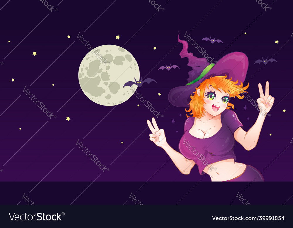 A Sexy Witch Girl In Night Royalty Free Vector Image