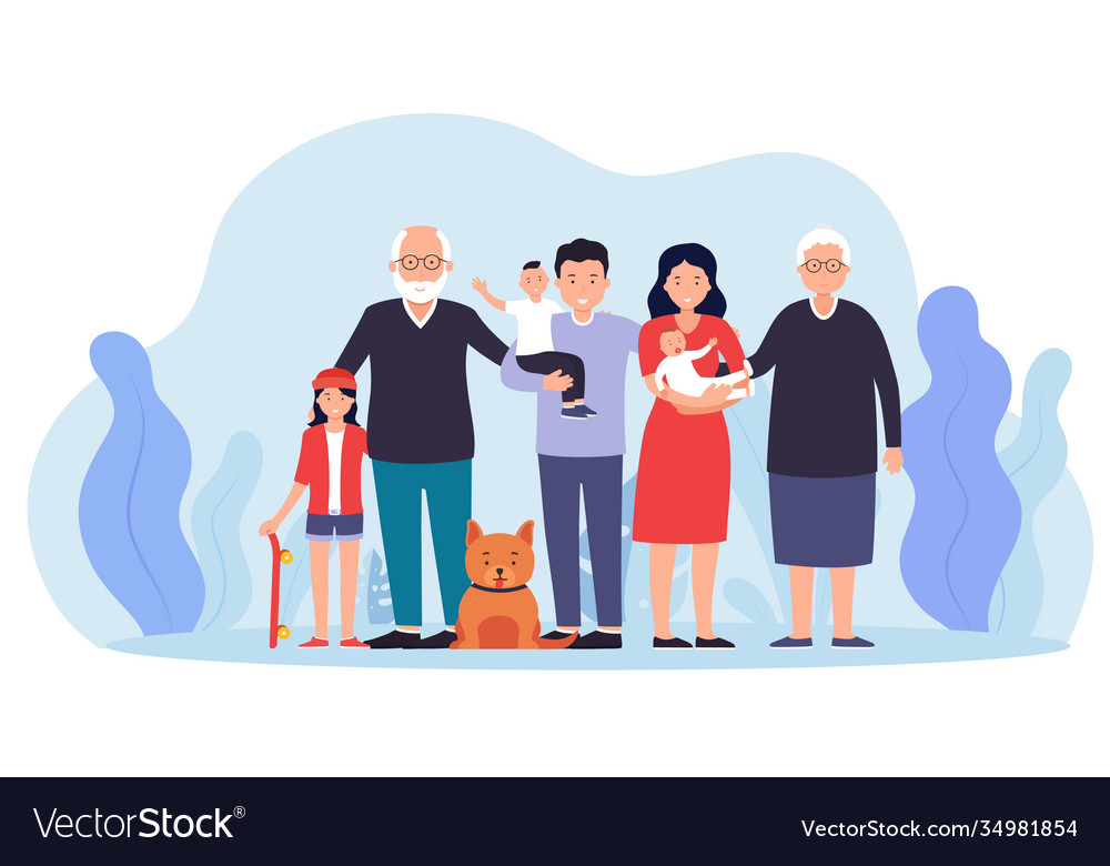 Big happy family together father with mother two Vector Image