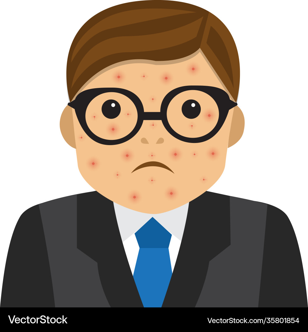 Businessman with pimples on his face Royalty Free Vector