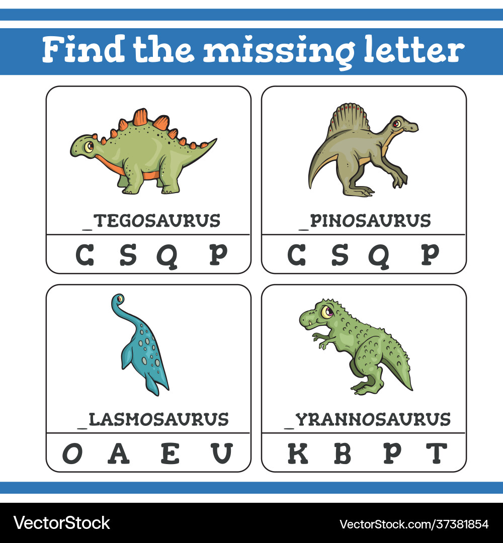 Find missing letter game for preschool Royalty Free Vector