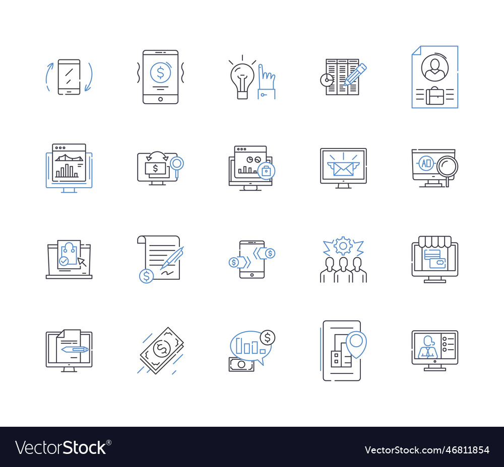 Initial setup line icons collection configuration Vector Image Initial setup line icons collection configuration Vector Image