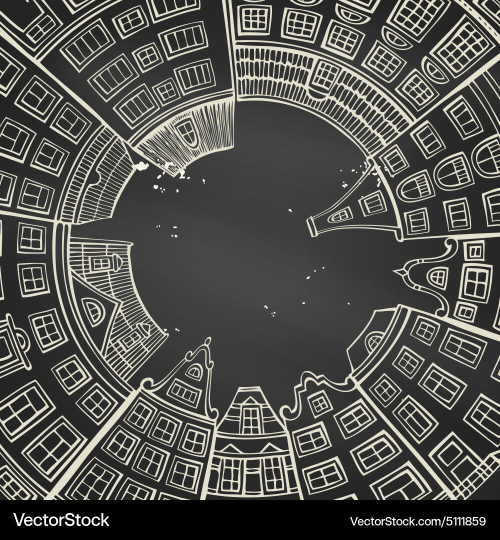 Chalk round city landscape Royalty Free Vector Image