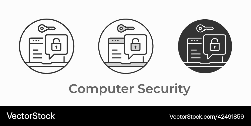 Computer security icon black Royalty Free Vector Image