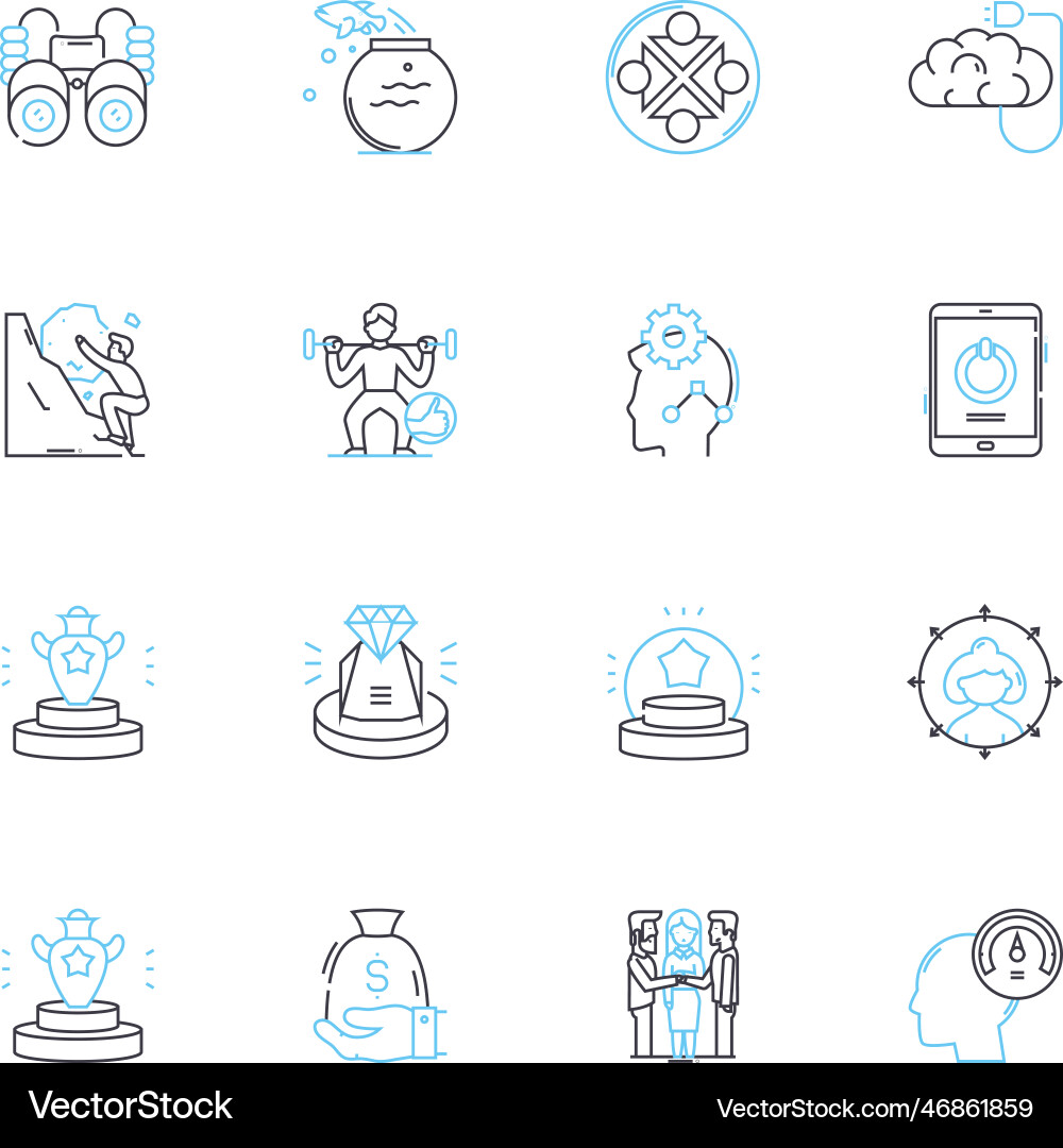 Market expansion linear icons set growth Vector Image