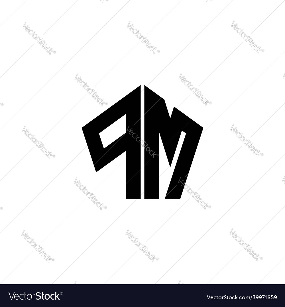 Pm logo monogram geometric shape style Royalty Free Vector