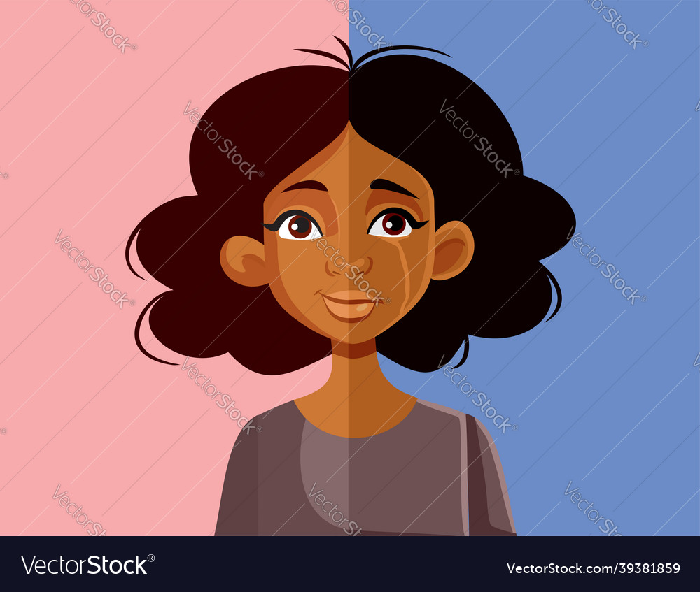 Sad and happy expressions of a young woman Vector Image