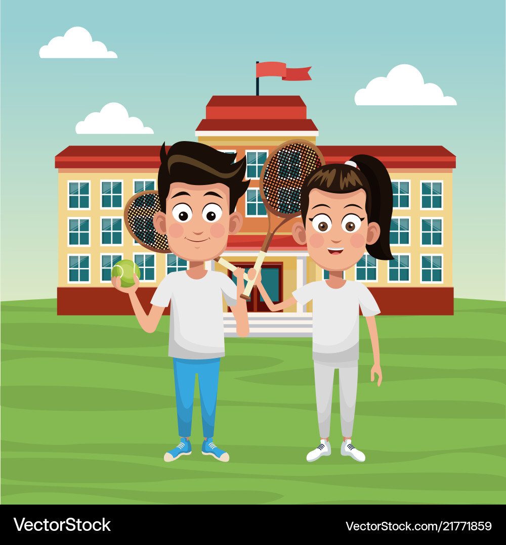 Tennis school team Royalty Free Vector Image - VectorStock