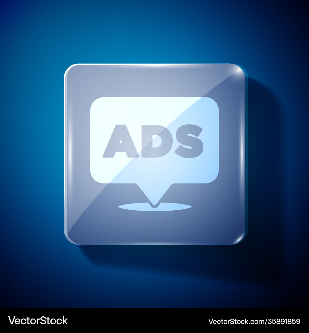 White advertising icon isolated on blue background