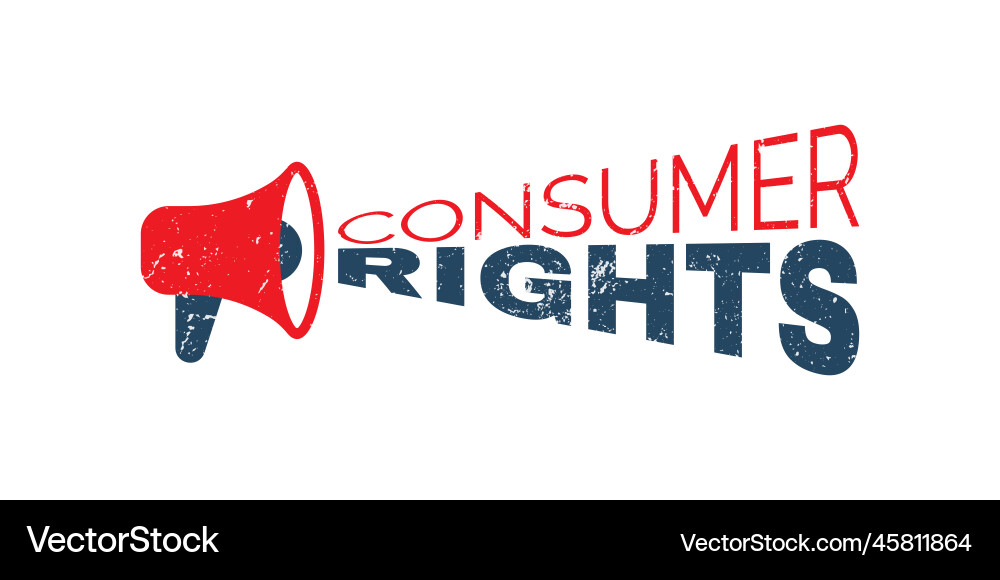 Megaphone consumer rights stamp graphic design Vector Image