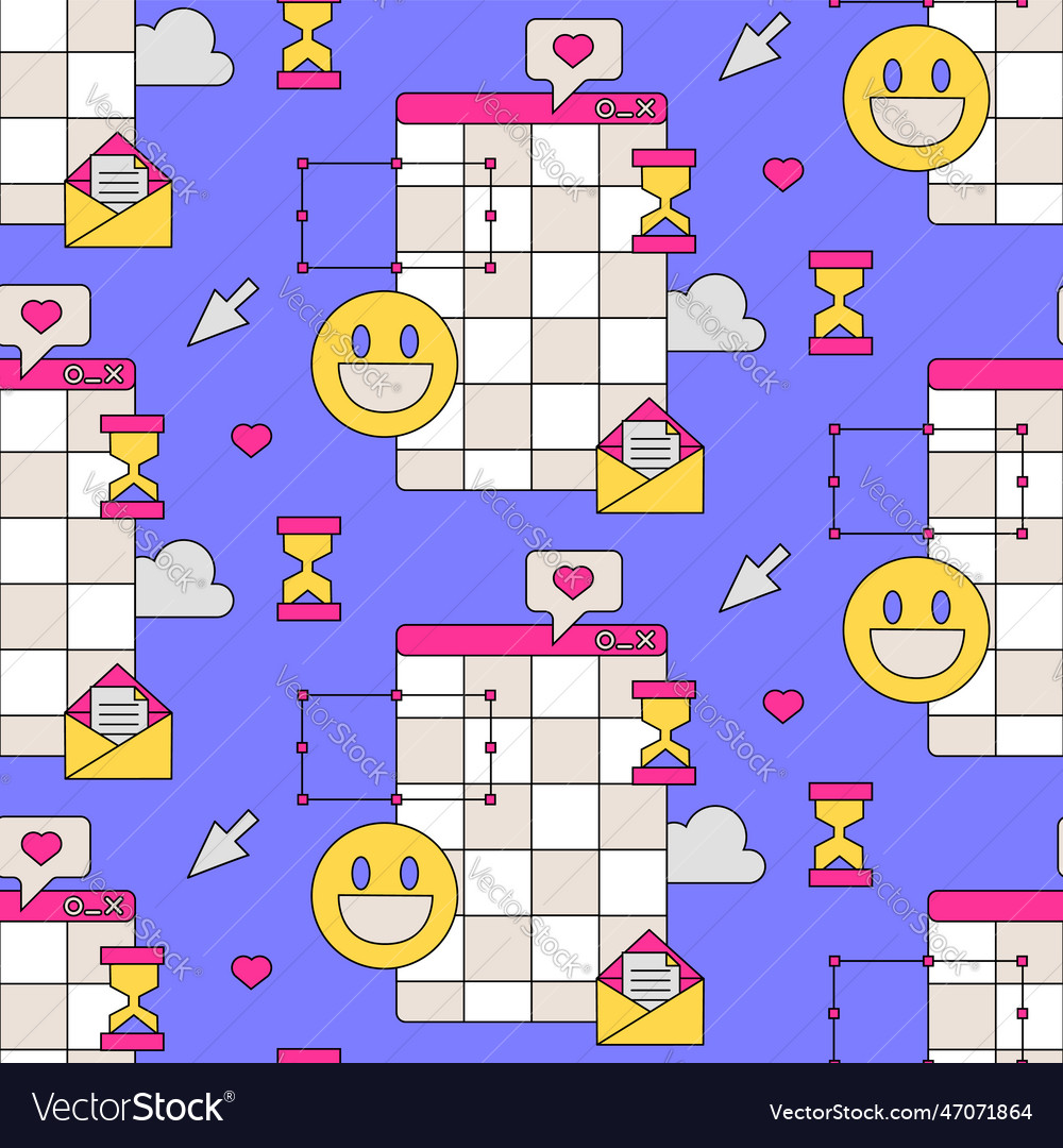 Seamless pattern with old computer windows clouds Vector Image