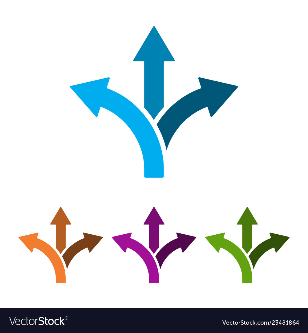 Set Three Way Direction Arrows Royalty Free Vector Image