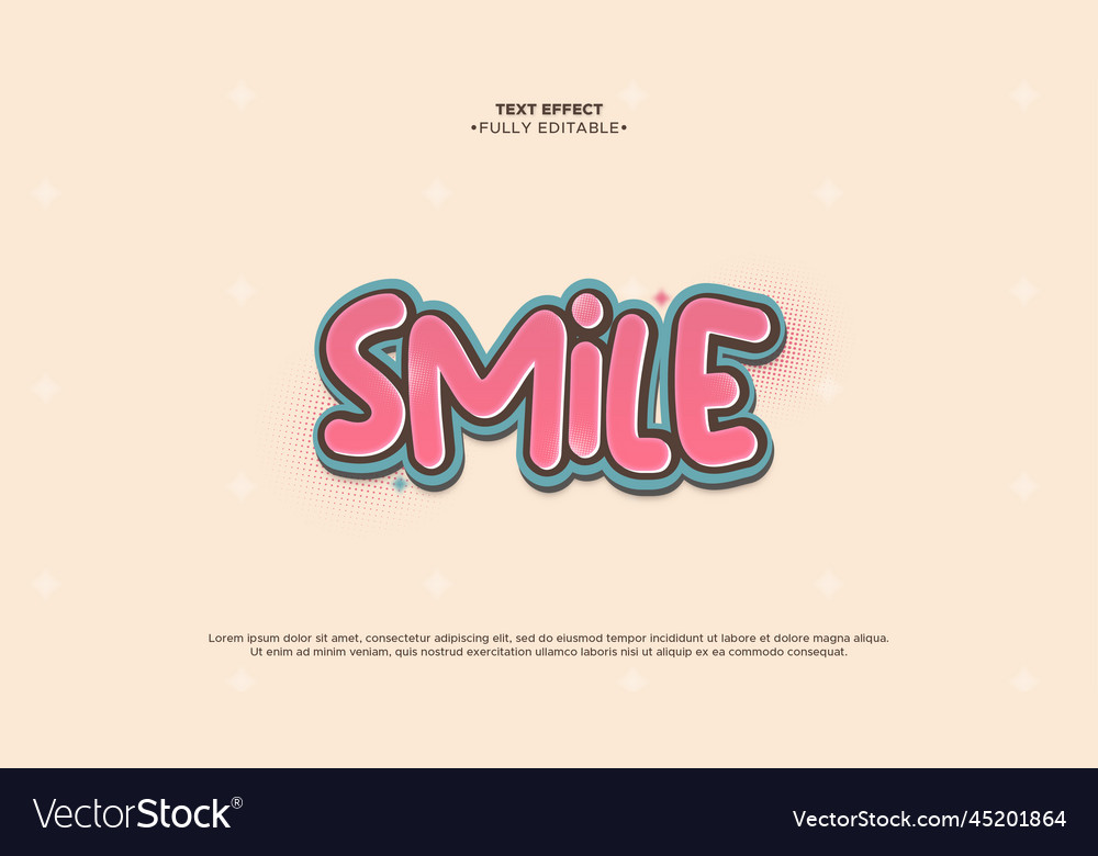 Smile text effect Royalty Free Vector Image - VectorStock