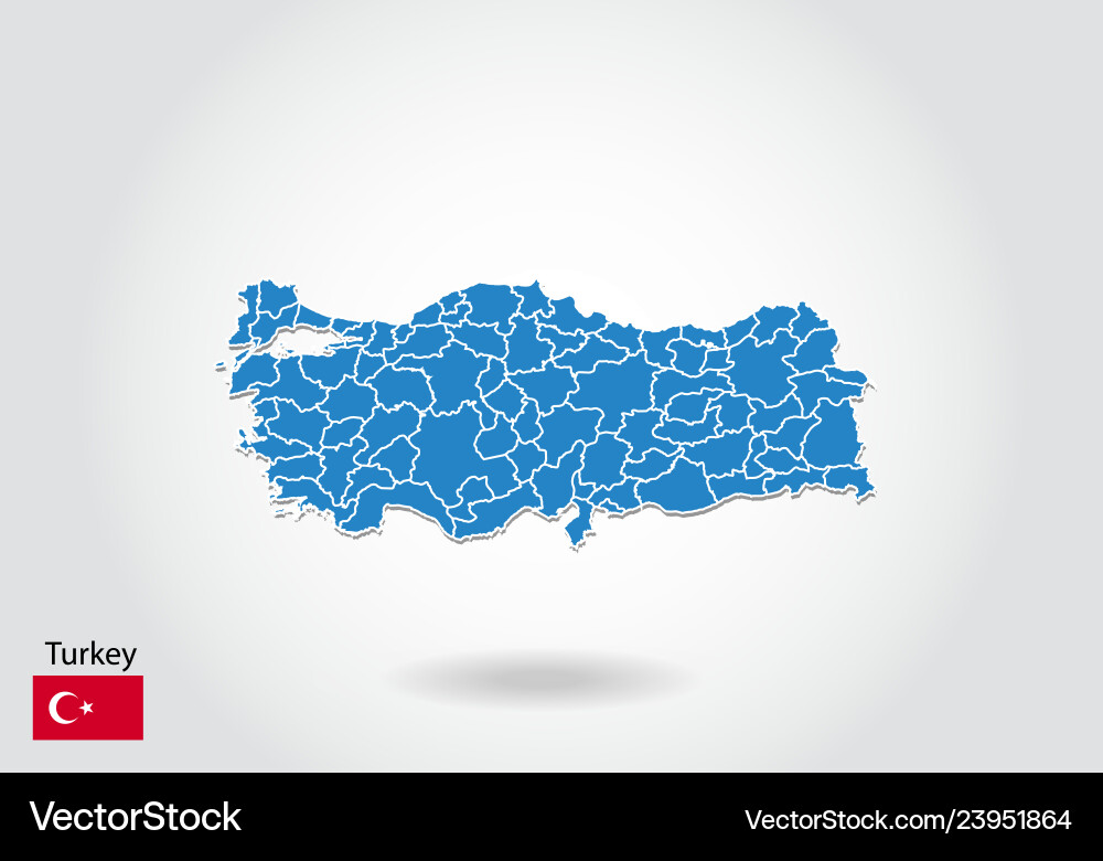 Turkey map design with 3d style blue Royalty Free Vector