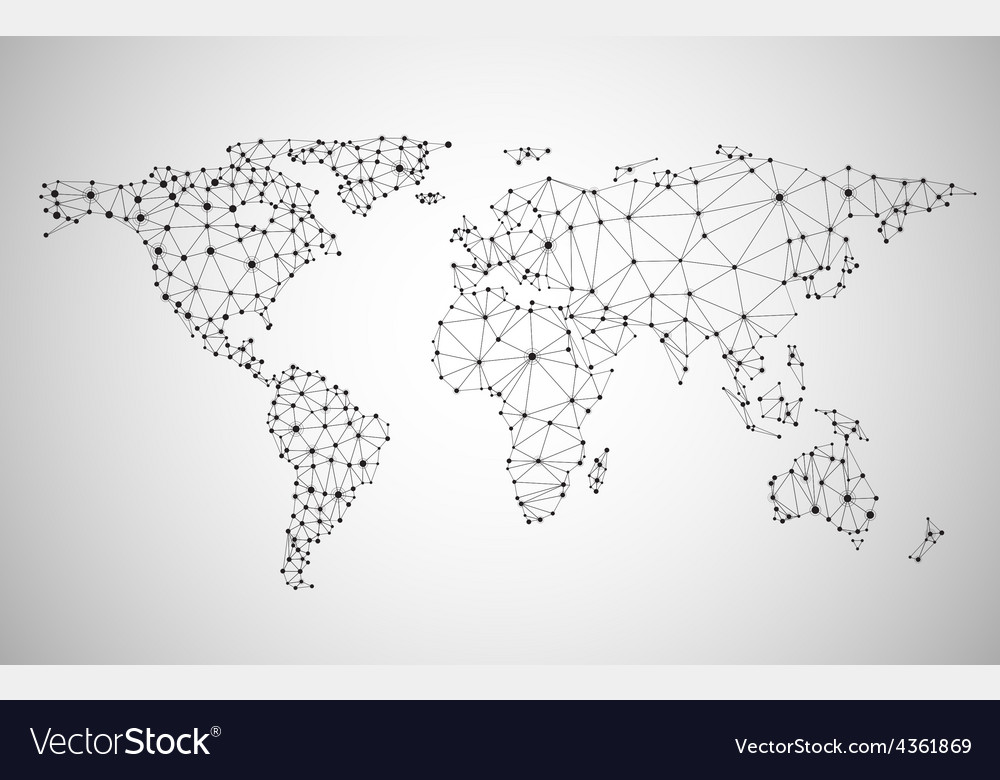 Global network mesh Earth map Royalty Free Vector Image Global network mesh Earth map Royalty Free Vector Image