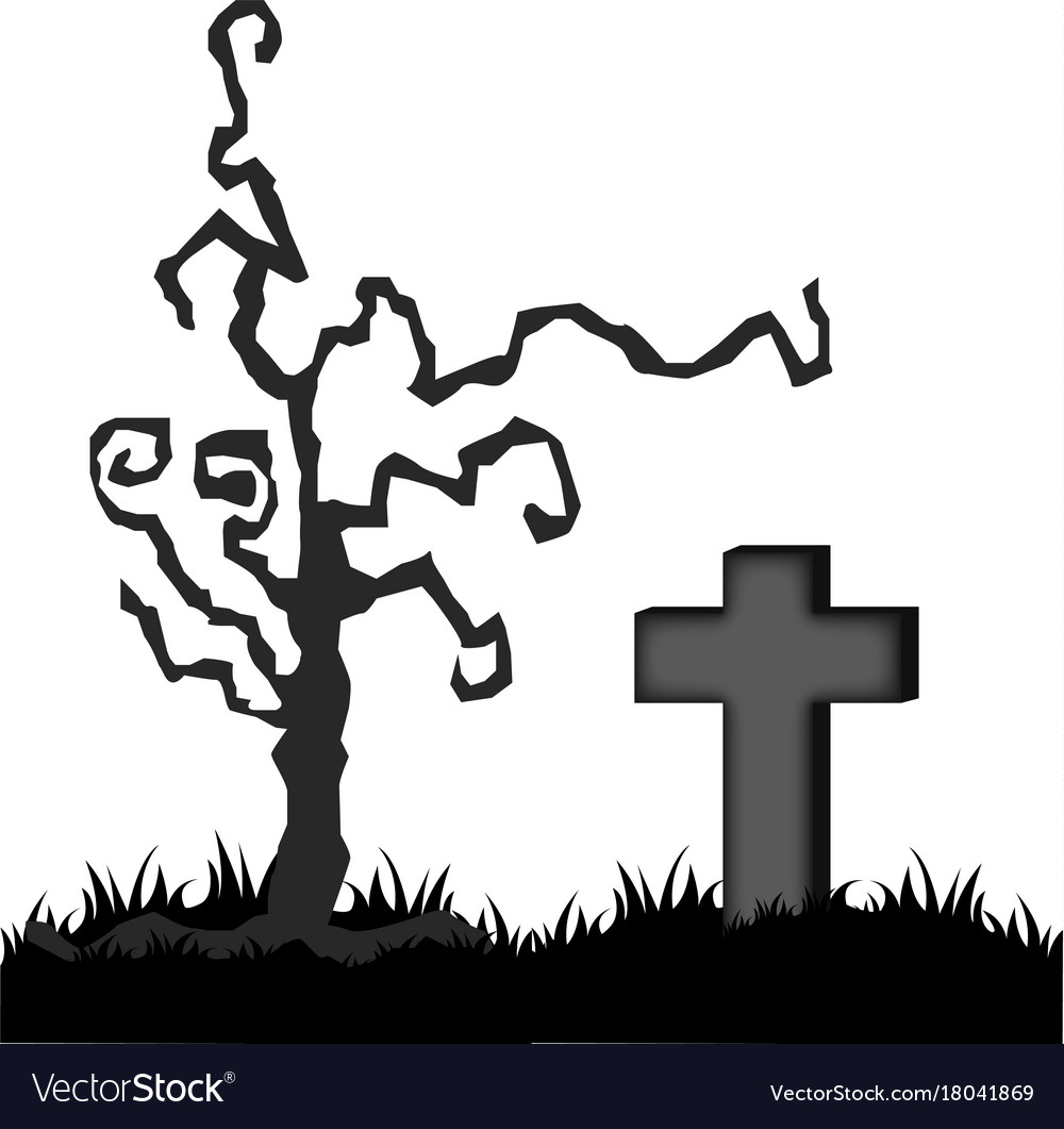 Grey halloween graveyard Royalty Free Vector Image