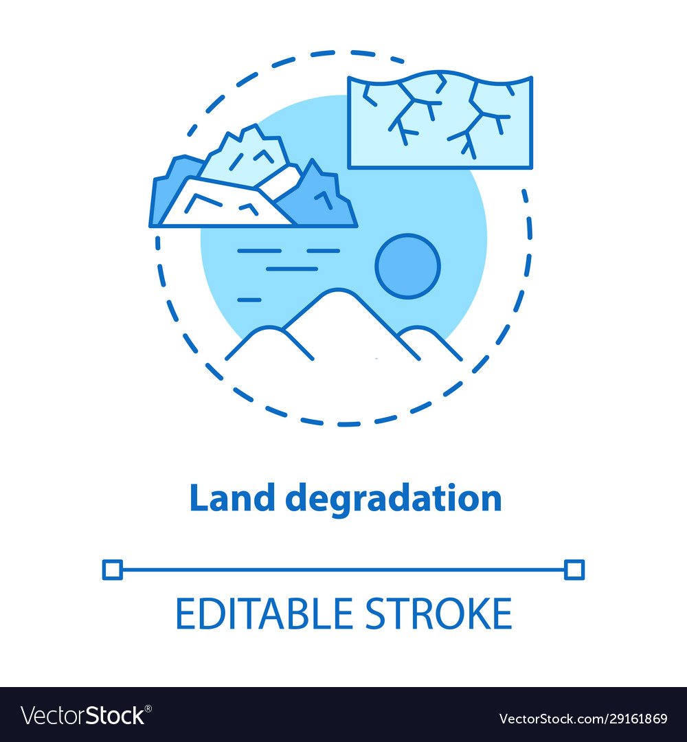 Land degradation concept icon soil impoverishment Vector Image Land degradation concept icon soil impoverishment Vector Image