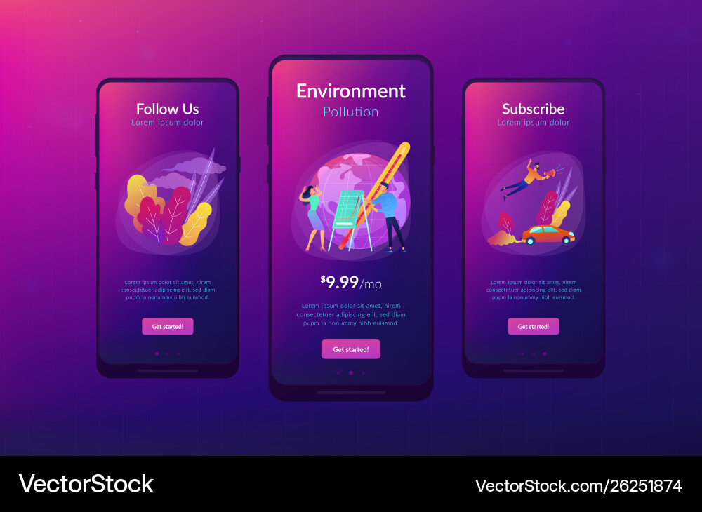 Global warming app interface template Royalty Free Vector