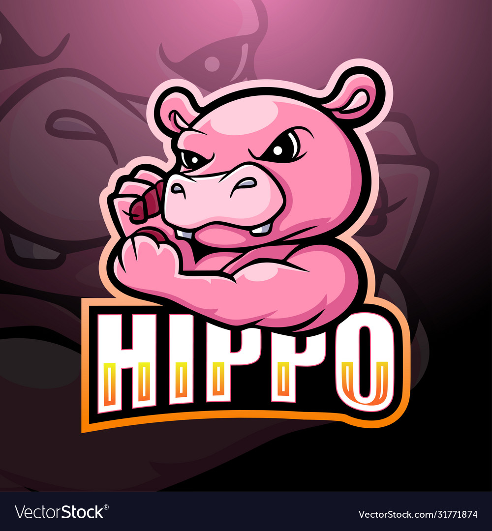 Hippo Mascot Esport Logo Design Royalty Free Vector Image