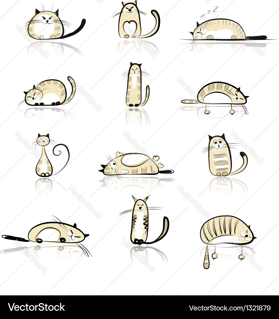 Funny cats collection for your design Royalty Free Vector