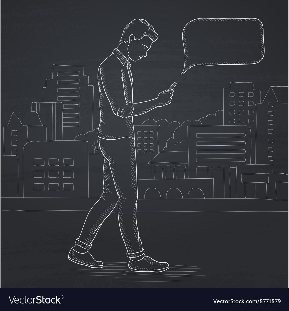 Man walking with smartphone Royalty Free Vector Image