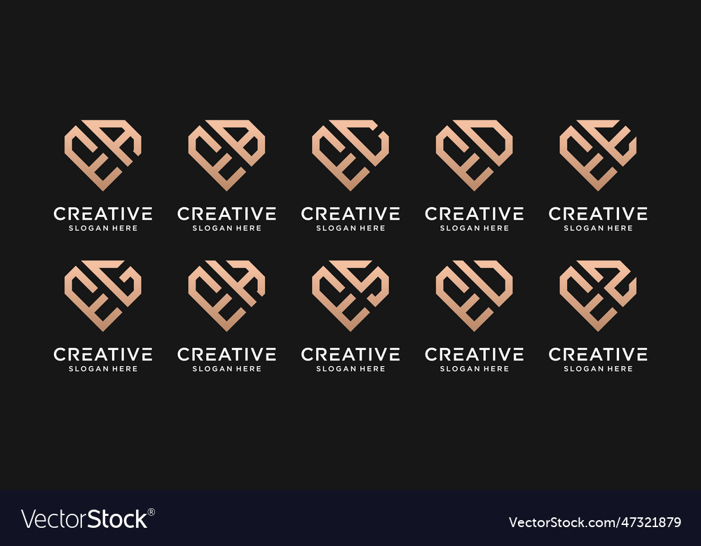 Set bundle monogram logo design template initial Vector Image