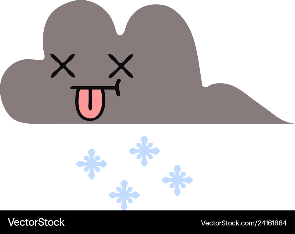 Flat color retro cartoon storm snow cloud Vector Image