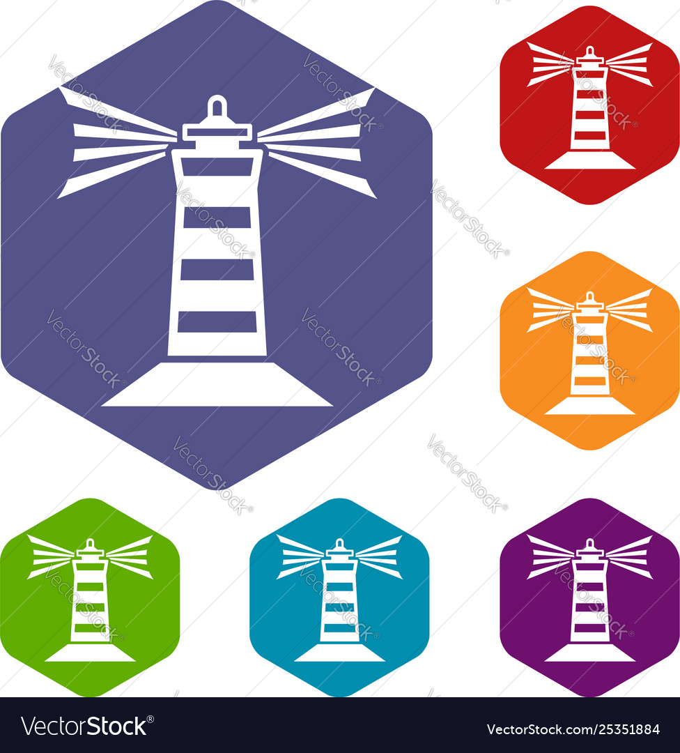 Lighthouse icons hexahedron Royalty Free Vector Image