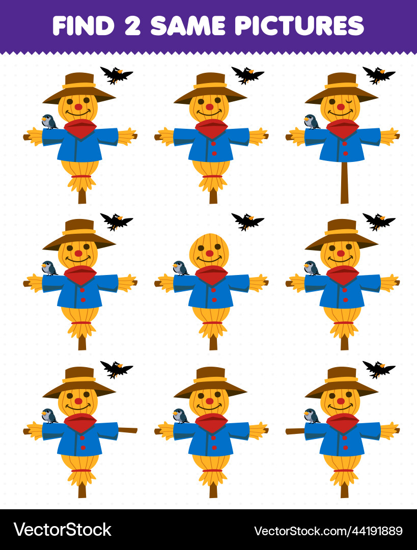 Education game for children find two same Vector Image
