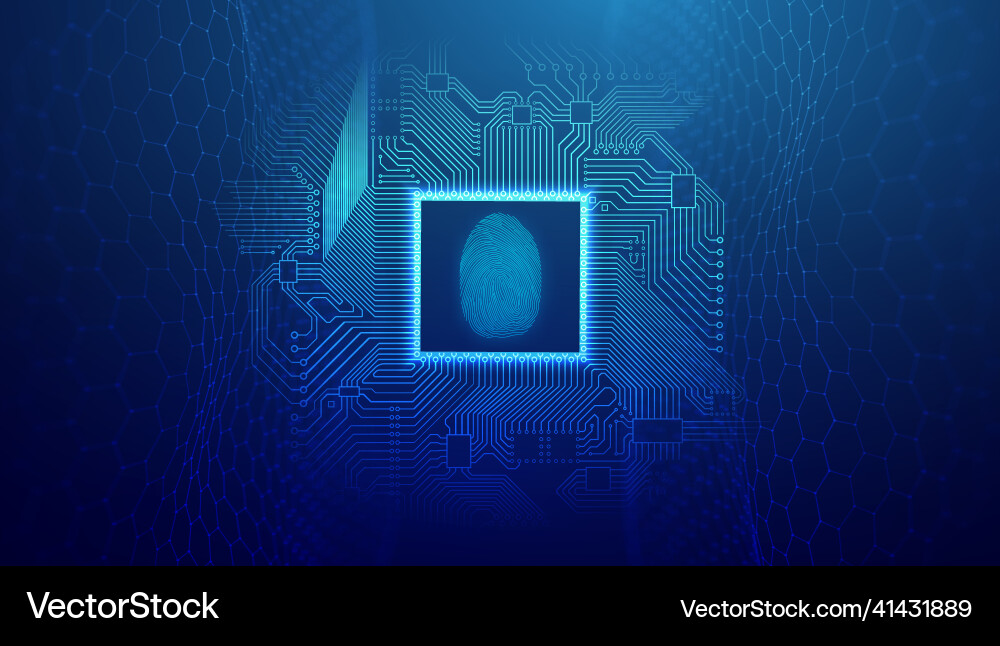 Fingerprint circuit board blue technology Vector Image