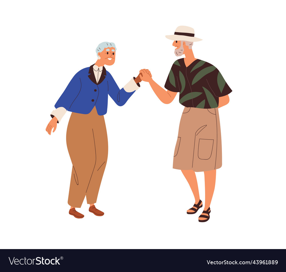Happy Couple Of Old Senior Woman And Man Dancing Vector Image