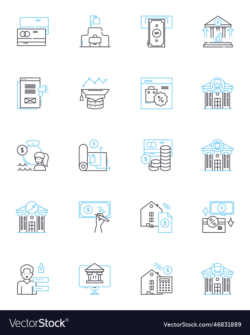 Mtary institutions linear icons set university Vector Image Mtary institutions linear icons set university Vector Image