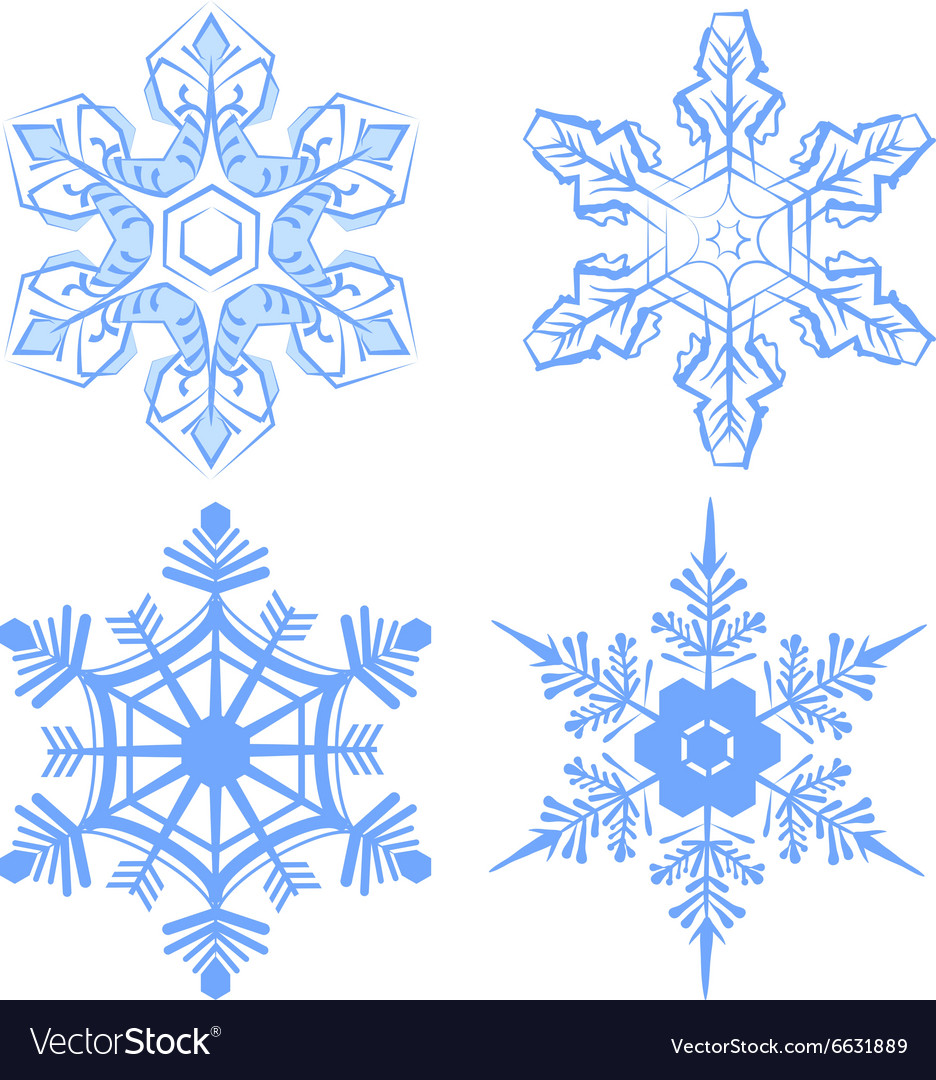 Set snowflake flake of snow Royalty Free Vector Image