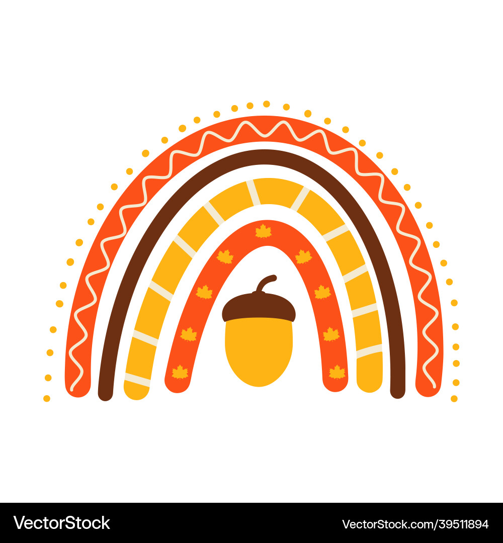 Autumn rainbow cute fall clipart template Vector Image