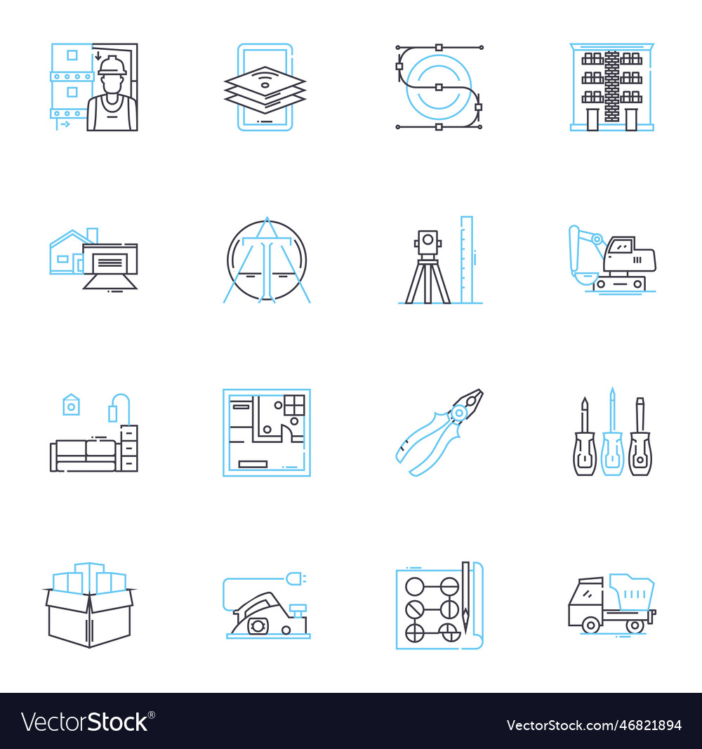 Building compnts linear icons set roofing Vector Image Building compnts linear icons set roofing Vector Image