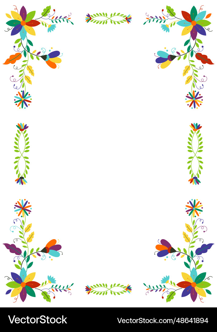 Folk embroidery frame design template for fiesta Vector Image