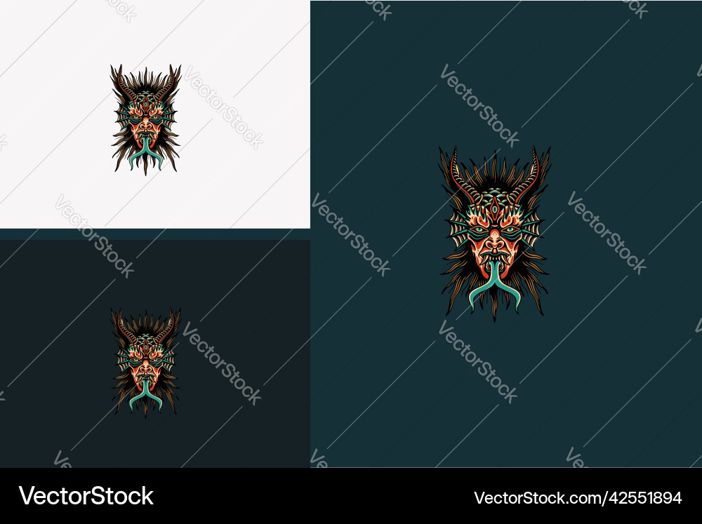 Head devil black flat design Royalty Free Vector Image