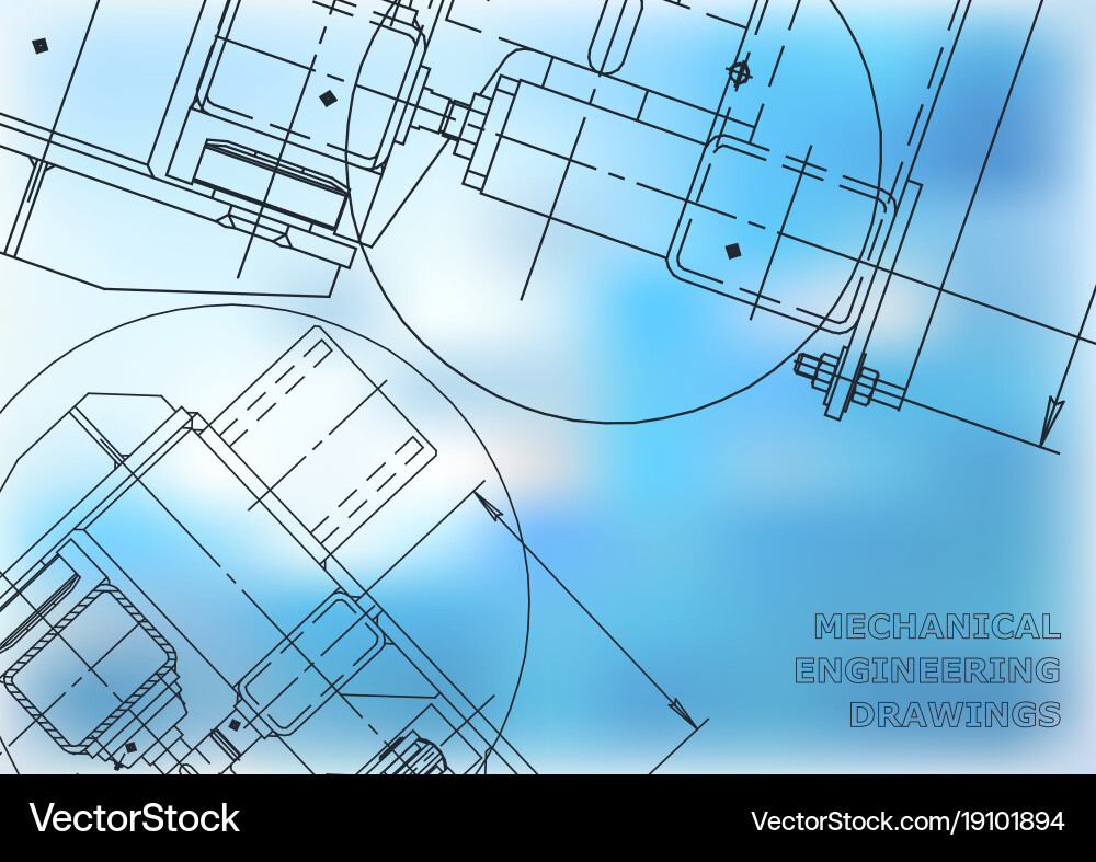 Mechanical engineering drawing blueprints Vector Image