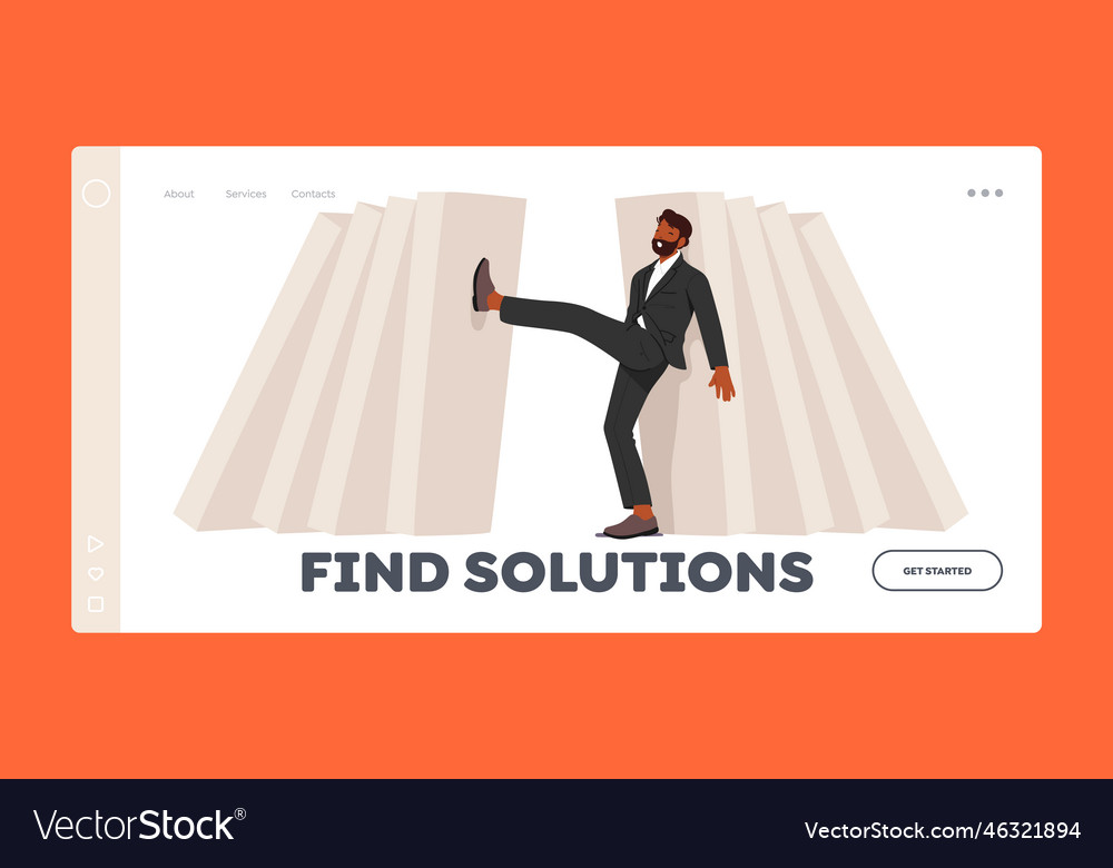 Problem solving landing page template domino Vector Image
