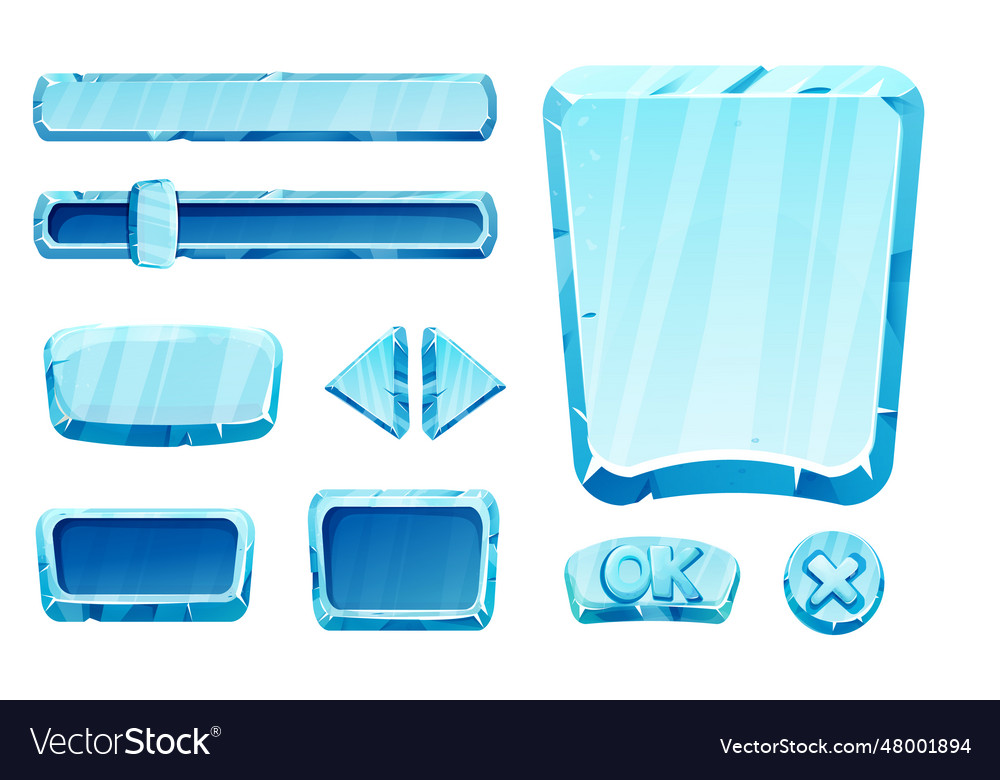 Set Game Menu Assets Ice Buttons Interface Vector Image