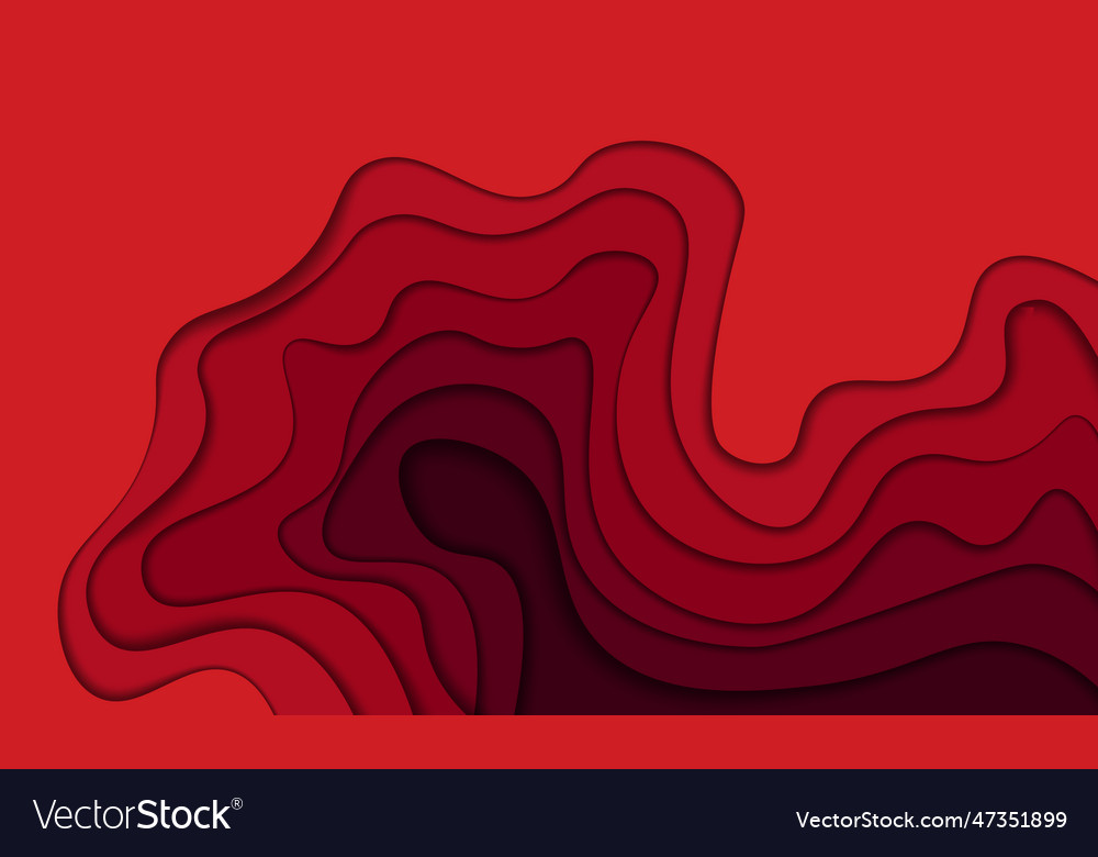 Abstract red wave in paper cut style background Vector Image