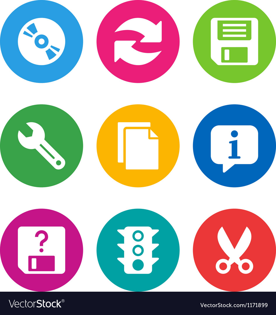 Color basic interface icons Royalty Free Vector Image