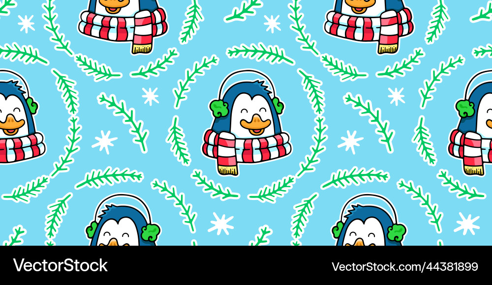 Cute christmas penguin winter Royalty Free Vector Image