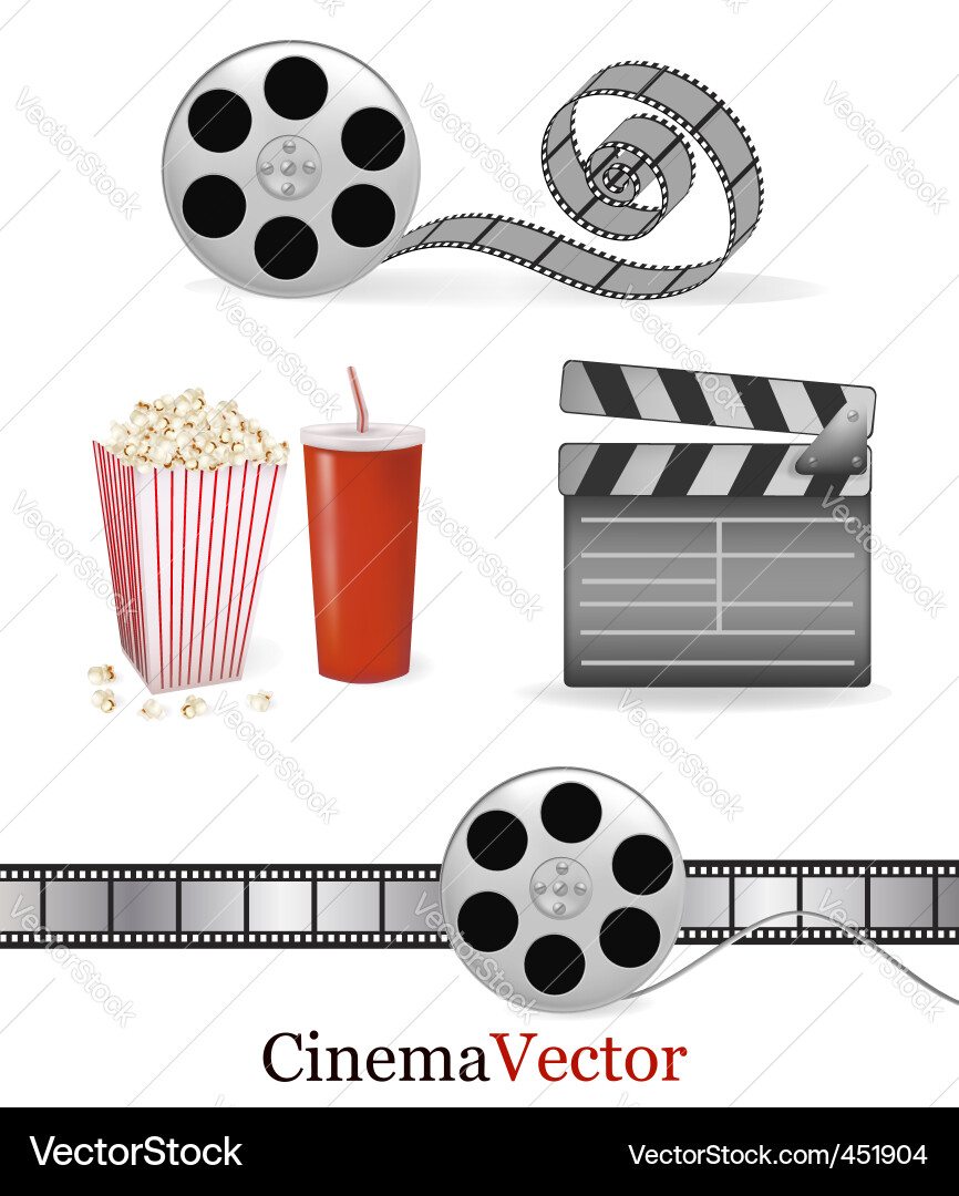 Big group with cinema elements Royalty Free Vector Image