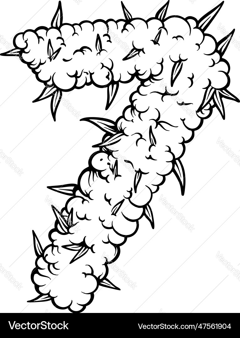Cannabis leaf number seven letter weed smoke Vector Image