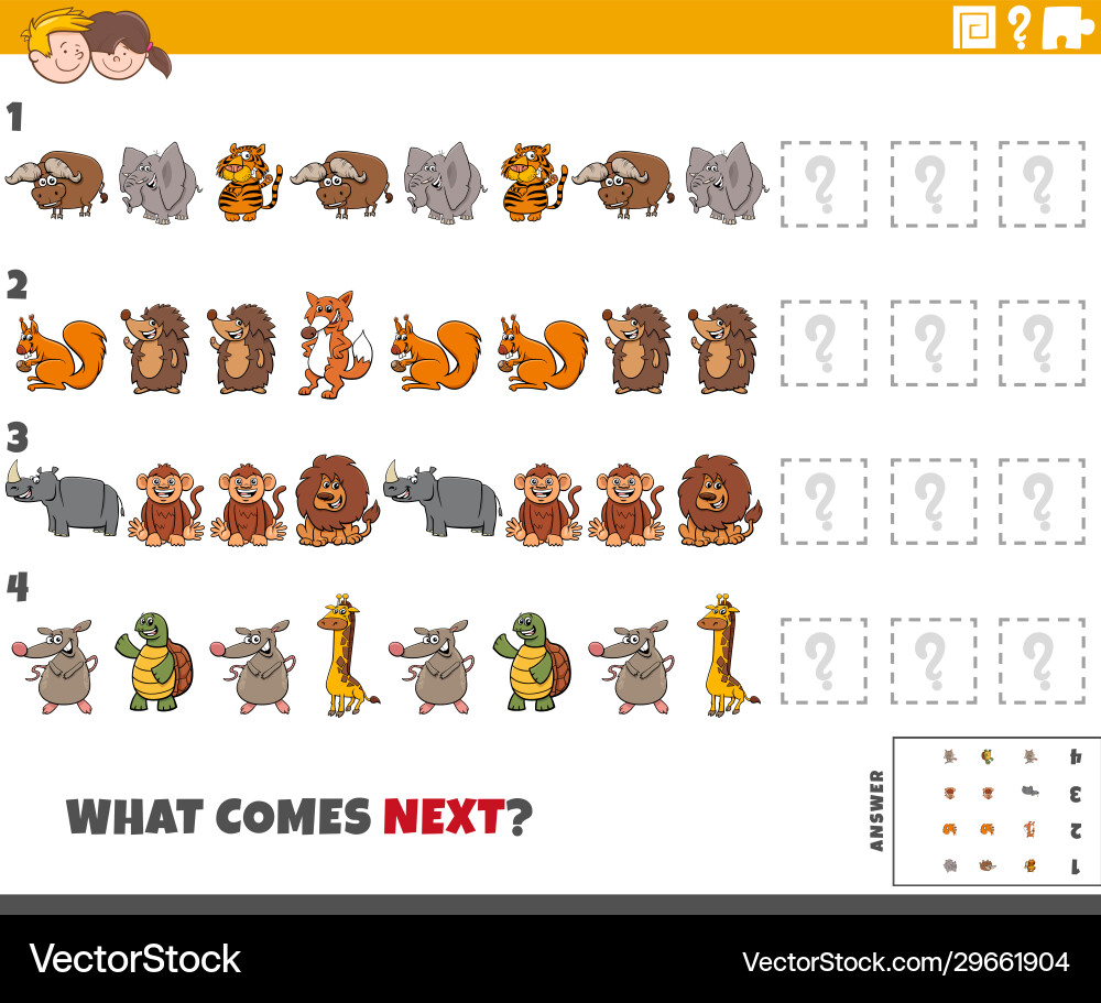 Educational pattern game for kids with animals Vector Image