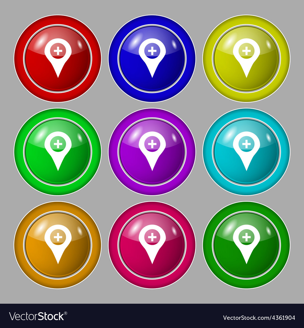 Plus map pointer gps location icon sign symbol Vector Image