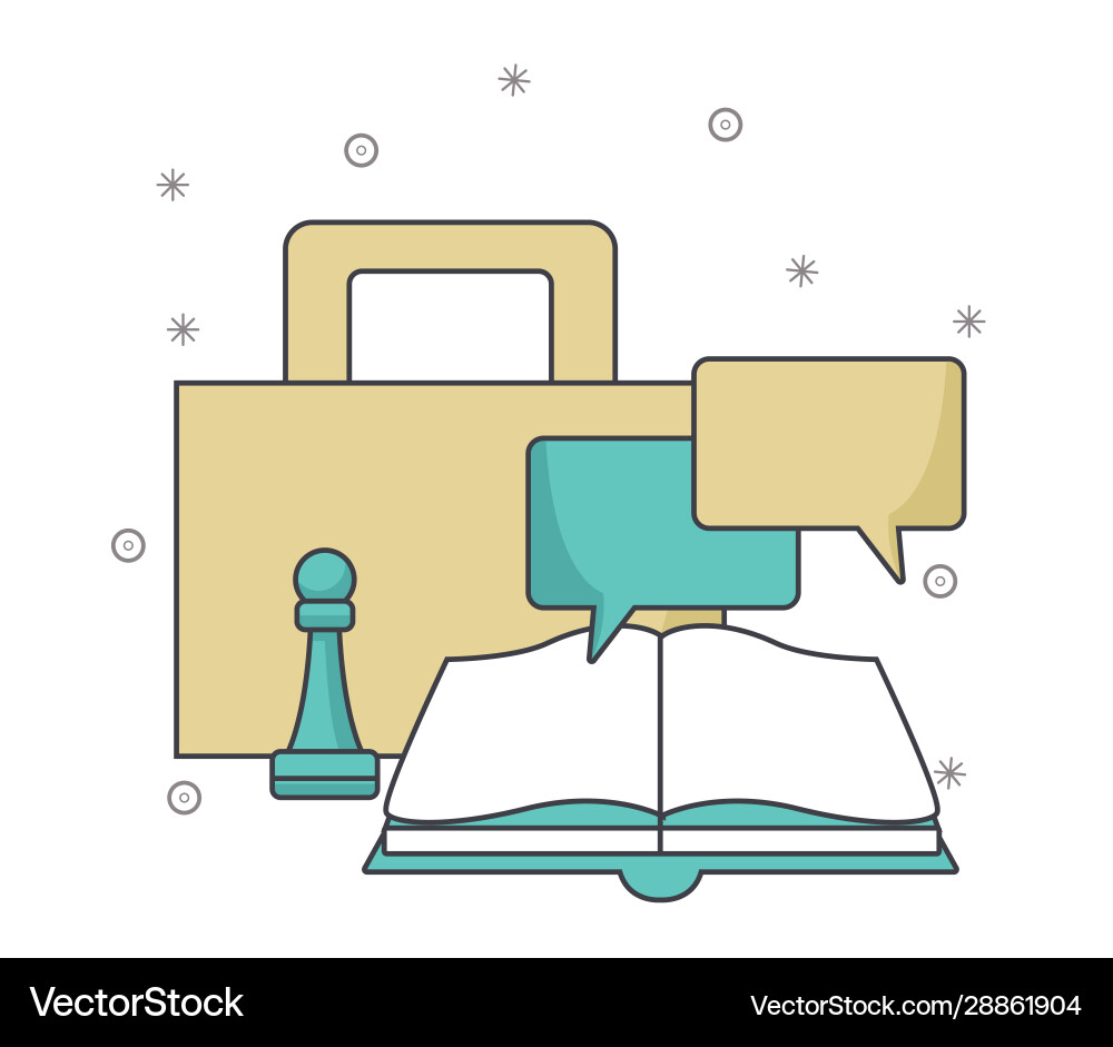 Portfolio speech bubbles and book Royalty Free Vector Image
