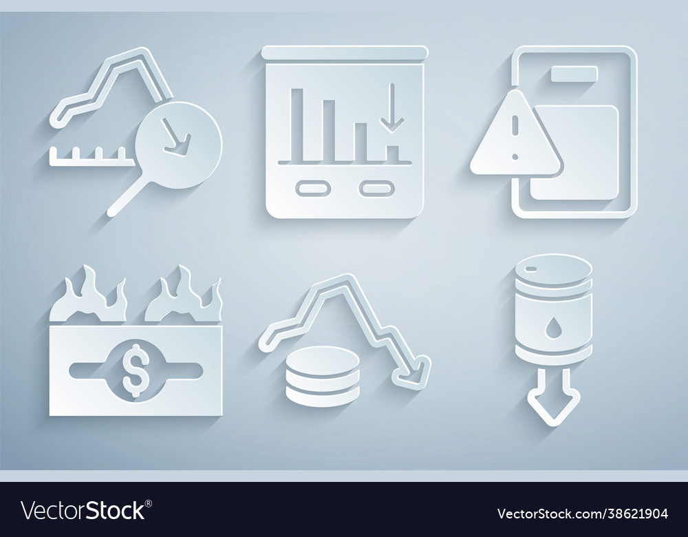 Set dollar rate decrease global economic crisis Vector Image