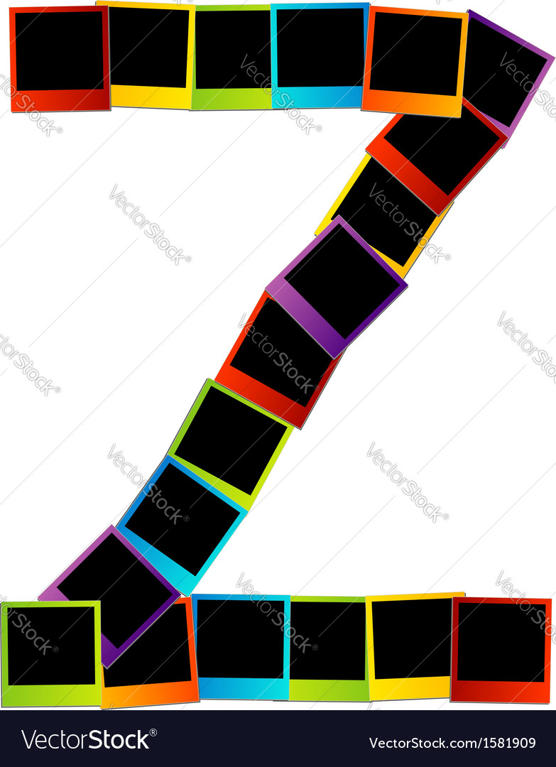 Alphabet z with colorful polaroids Royalty Free Vector Image